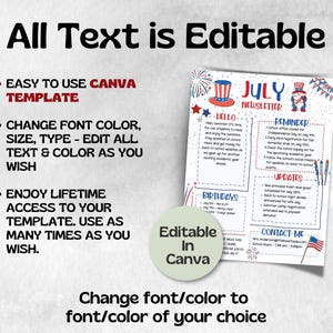4th of July Classroom Newsletter, Daycare Class Newsletter, Newsletter ...