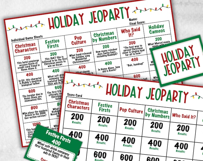 Printable Christmas Jeopardy: Holiday Trivia, Party Activities ...