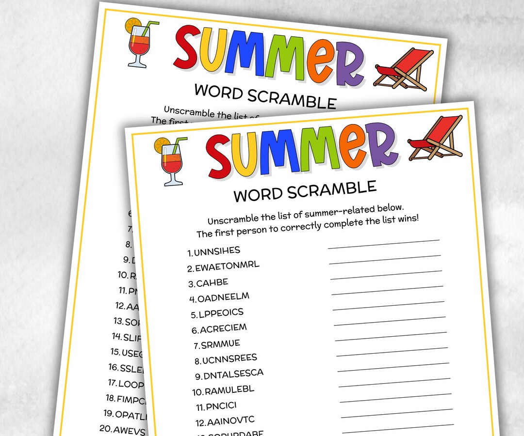 Summer Word Scramble, End of School Summer Activities, Summer Birthday ...