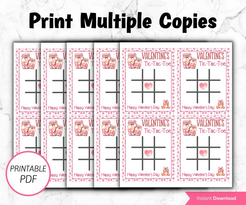 Printable Valentine's Day Tic Tac Toe Cards | Tic Tac Toe Valentine ...
