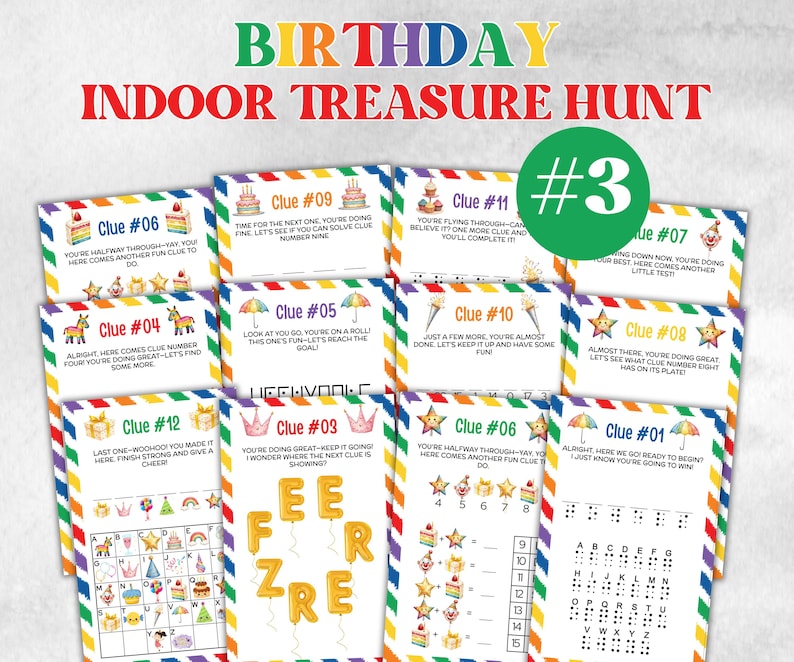 Tween Birthday Indoor Treasure Hunt, Group Celebration Activity ...