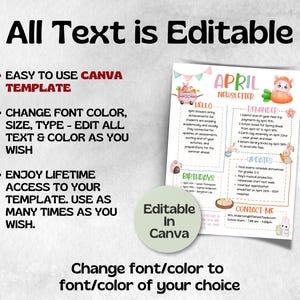 Easter April Classroom Newsletter, Daycare Class Newsletter, Newsletter ...