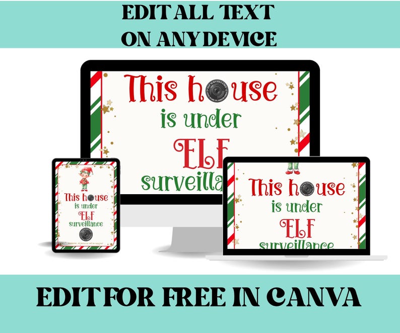 Surveillance Elf Cam, Printable Elf Cam, Elf Cam Sign, Santa Cam Letter ...