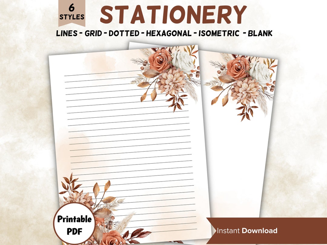 Floral Personalized Stationery, Holiday Letter Pad, Lined Unlined and ...