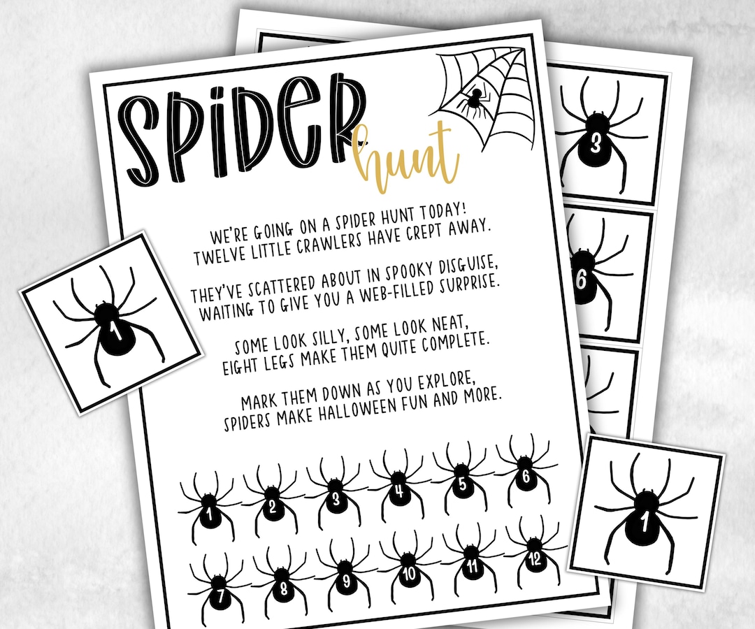 Spider Scavenger Hunt Game, Fun Spooky Clue Hunt, Trick or Treat, Ghost ...