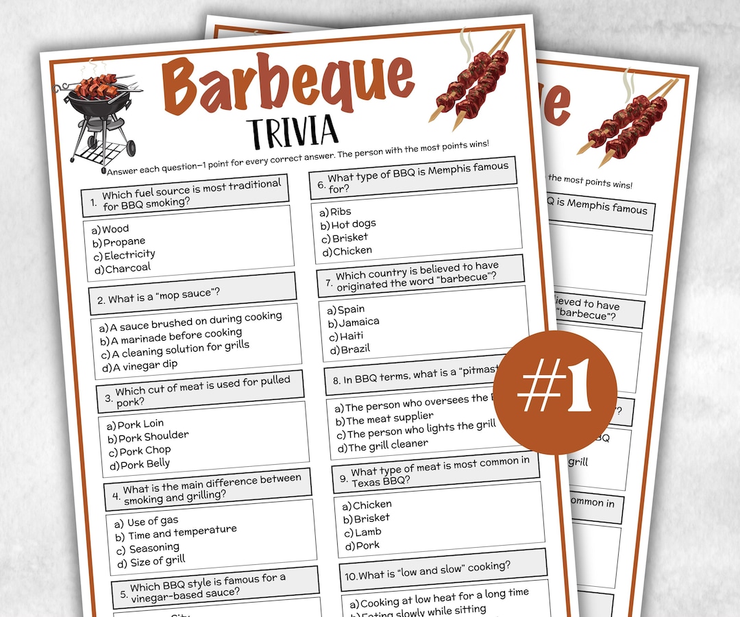 Printable Barbeque Trivia, Barbeque Theme Birthday Activity, Family ...