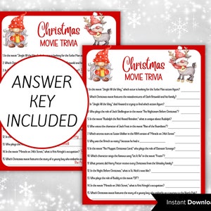 Fun Christmas Party Game | Printable Movie Trivia | Holiday Party Game ...