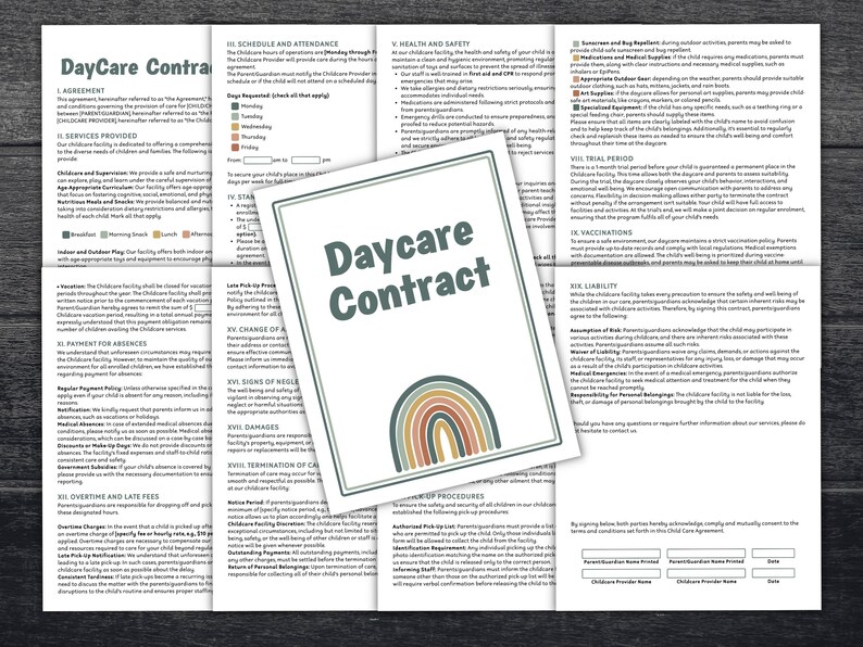 Childcare Forms, Daycare Handbook, Opening a Daycare, Daycare Starter ...