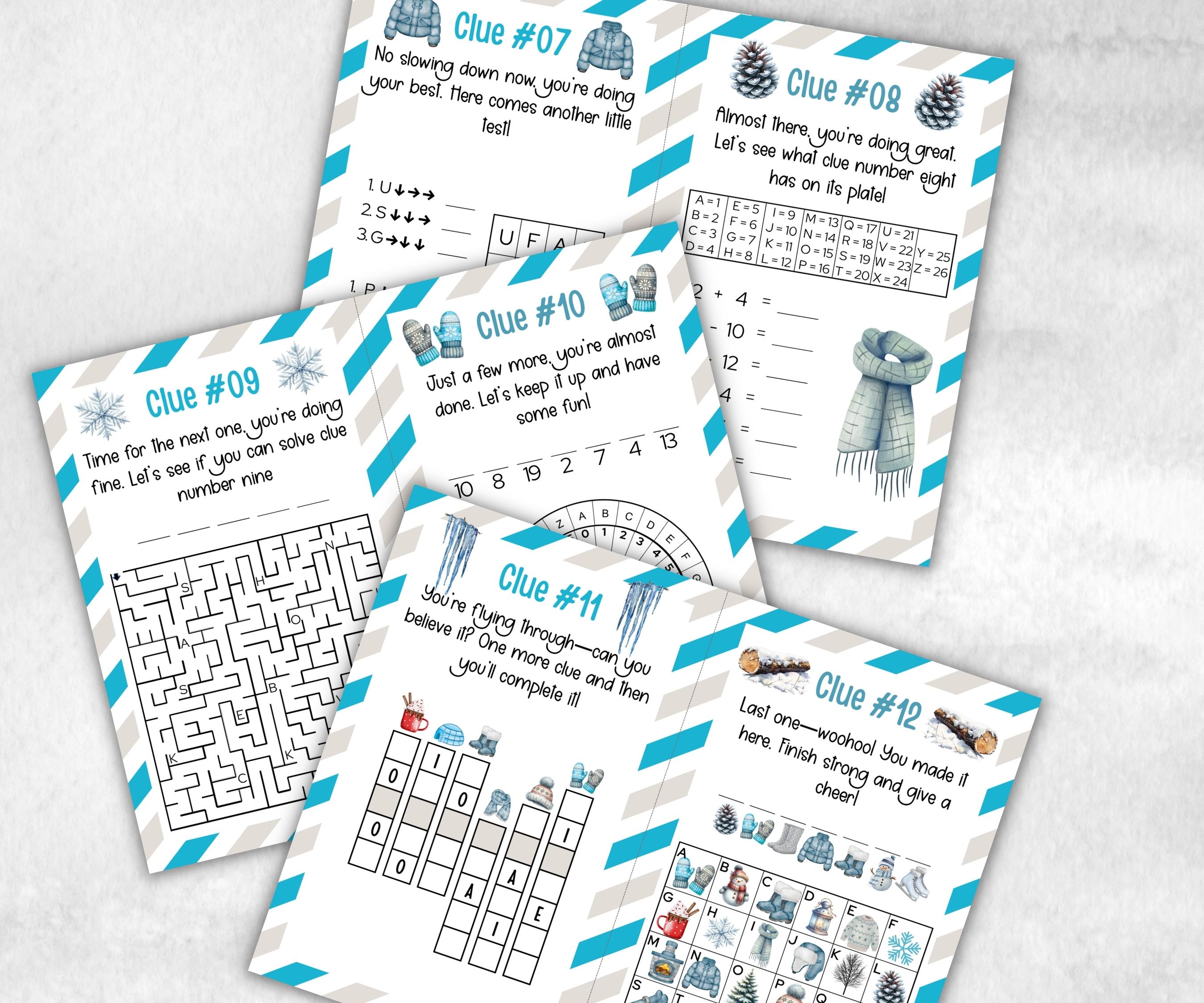 Winter Indoor Treasure Hunt, Wintertime Printables Game, Holiday Party ...