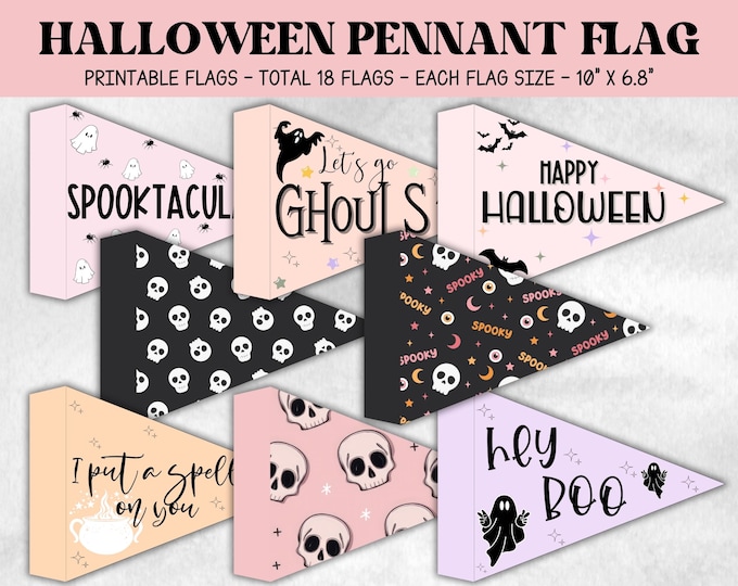 Halloween Pennant Flag 4 Printable Downloads | Boo Basket Idea | Hey ...
