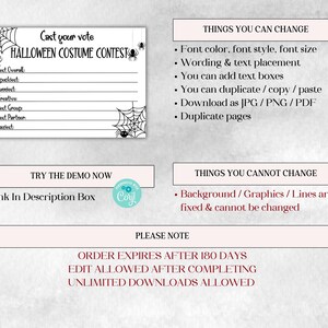 Halloween Costume Contest Cards, Halloween Ballot, Halloween Costume ...