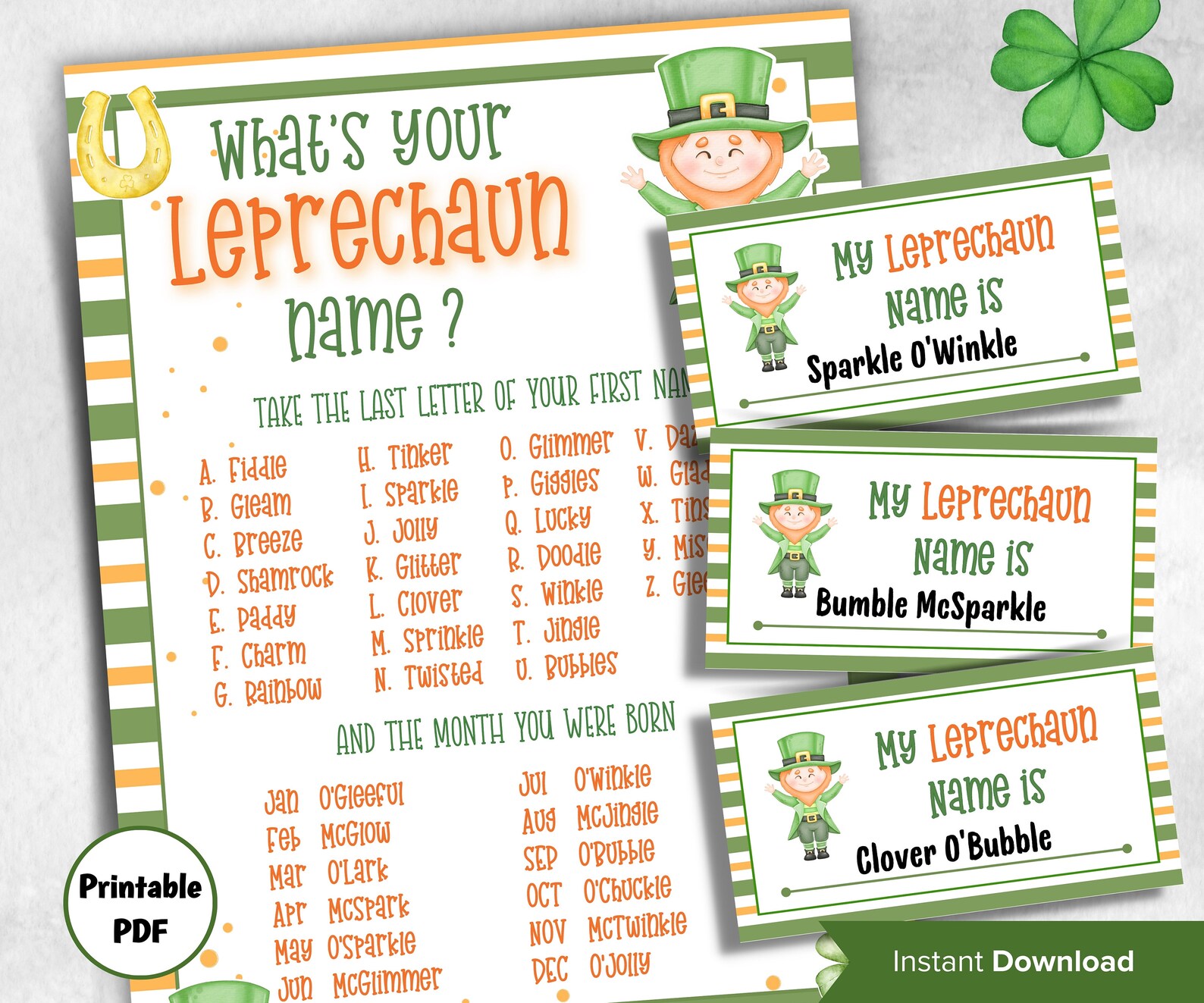 St Patricks Day Games, Leprechaun Name Tag Game, Leprechaun Name Board ...