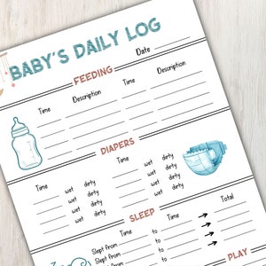 Baby's Daily Log I Infant Daily Report I Toddler Schedule I Kids Daily ...