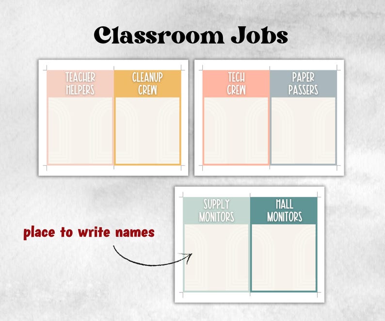 Editable Class Job Display, Editable Jobs Chart, Classroom Teacher ...