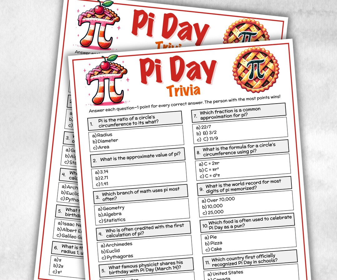 Pi Day Trivia, Math Teacher Gift, Classroom Math, Family Game Night ...