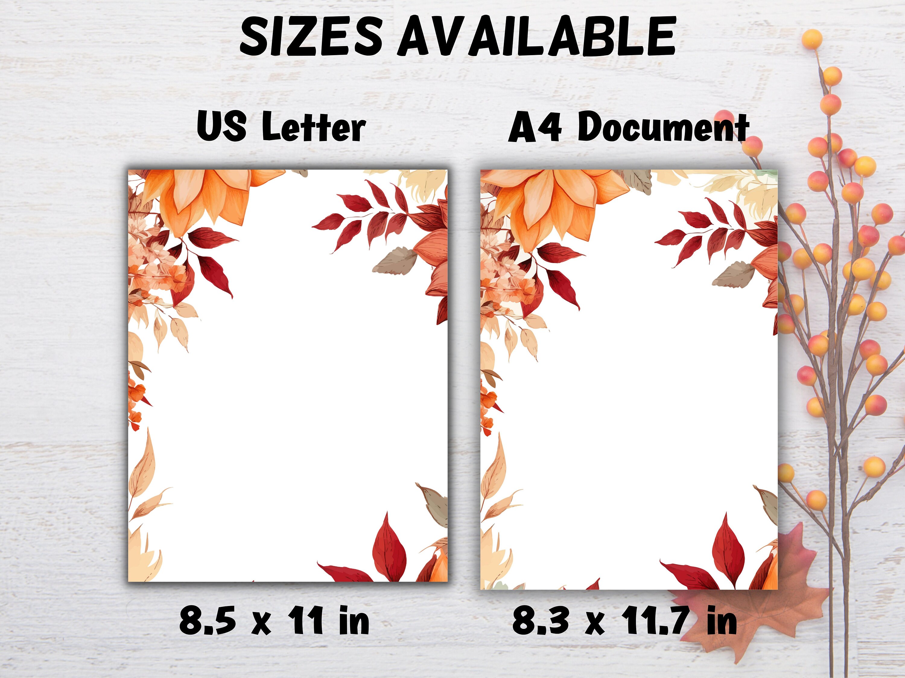 Printable Fall Leaves Stationery Letter Writing Paper Fall - Etsy