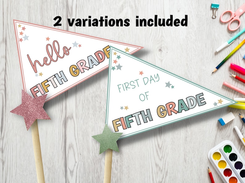 Fifth Grade Pennant Flag 5th Grade Pennant Flag First Day of - Etsy