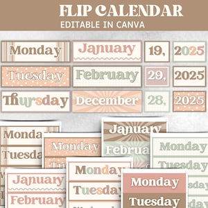 Neutral Classroom Printable Calendar, Classroom Flip Calendar, Back to ...