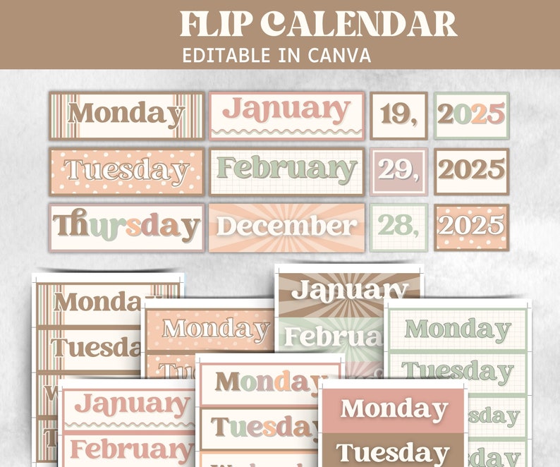 Neutral Classroom Printable Calendar, Classroom Flip Calendar, Back to ...