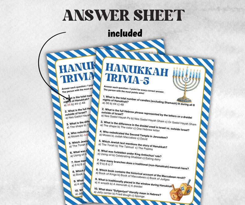 Hanukkah Trivia Fun Family Activity, Holiday Quiz Challenge, Festive ...
