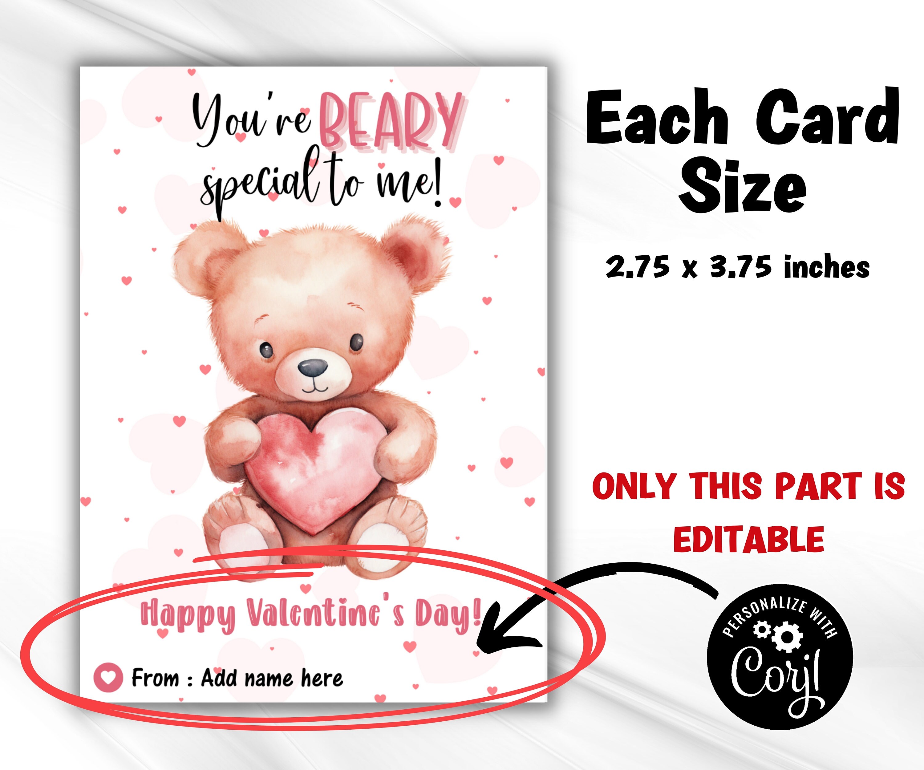 Bear Valentine Cards | Printable School Kids Valentines Day Cards ...