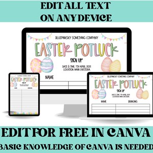 Editable Easter Sign up Form, Canva Easter Potluck Sheet, Food Sign-up ...