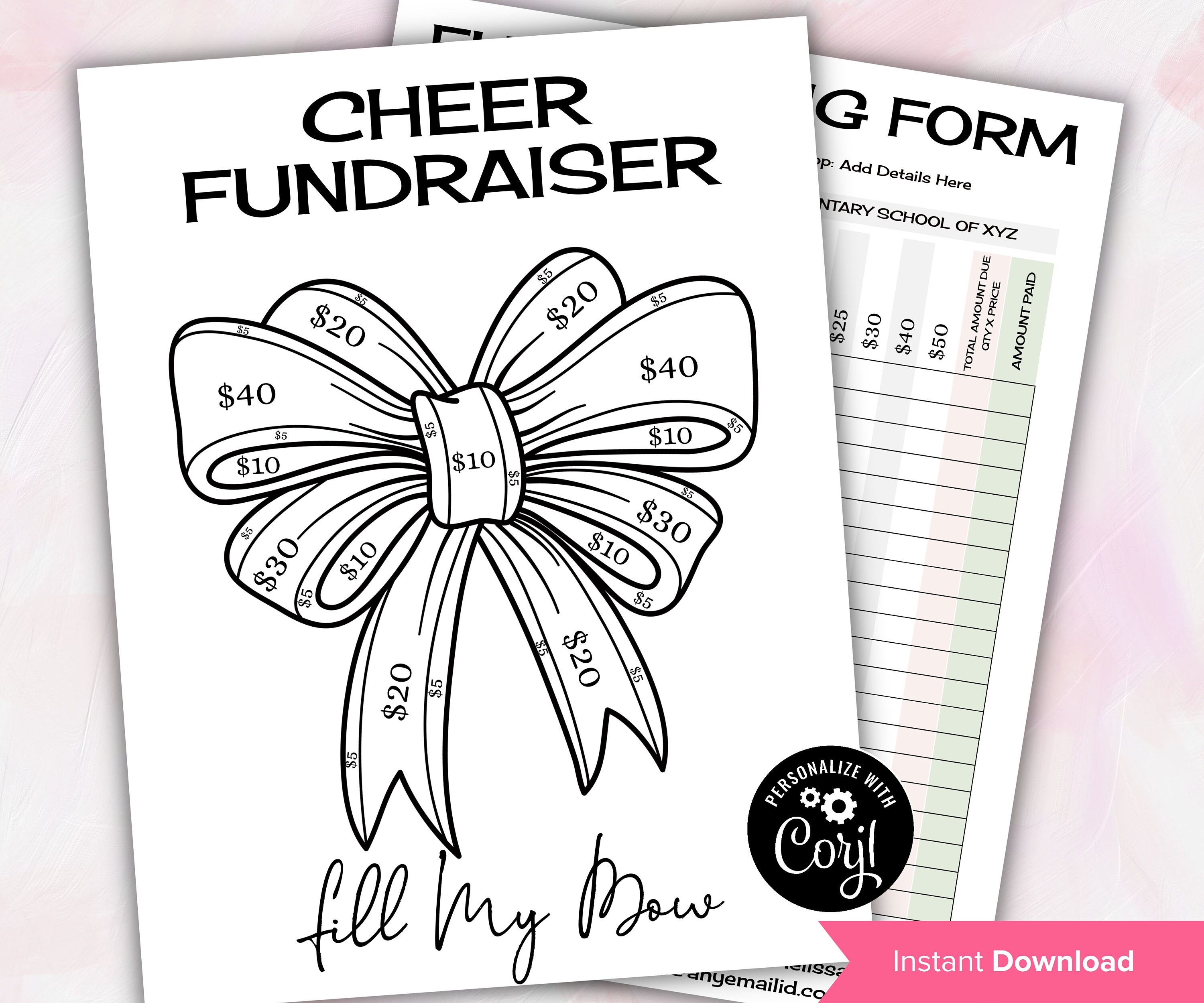 Cheer Fundraiser Sheets I Fill My Bow Fundraiser Sheet Dance - Etsy