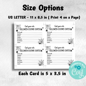 Halloween Costume Contest Cards, Halloween Ballot, Halloween Costume ...