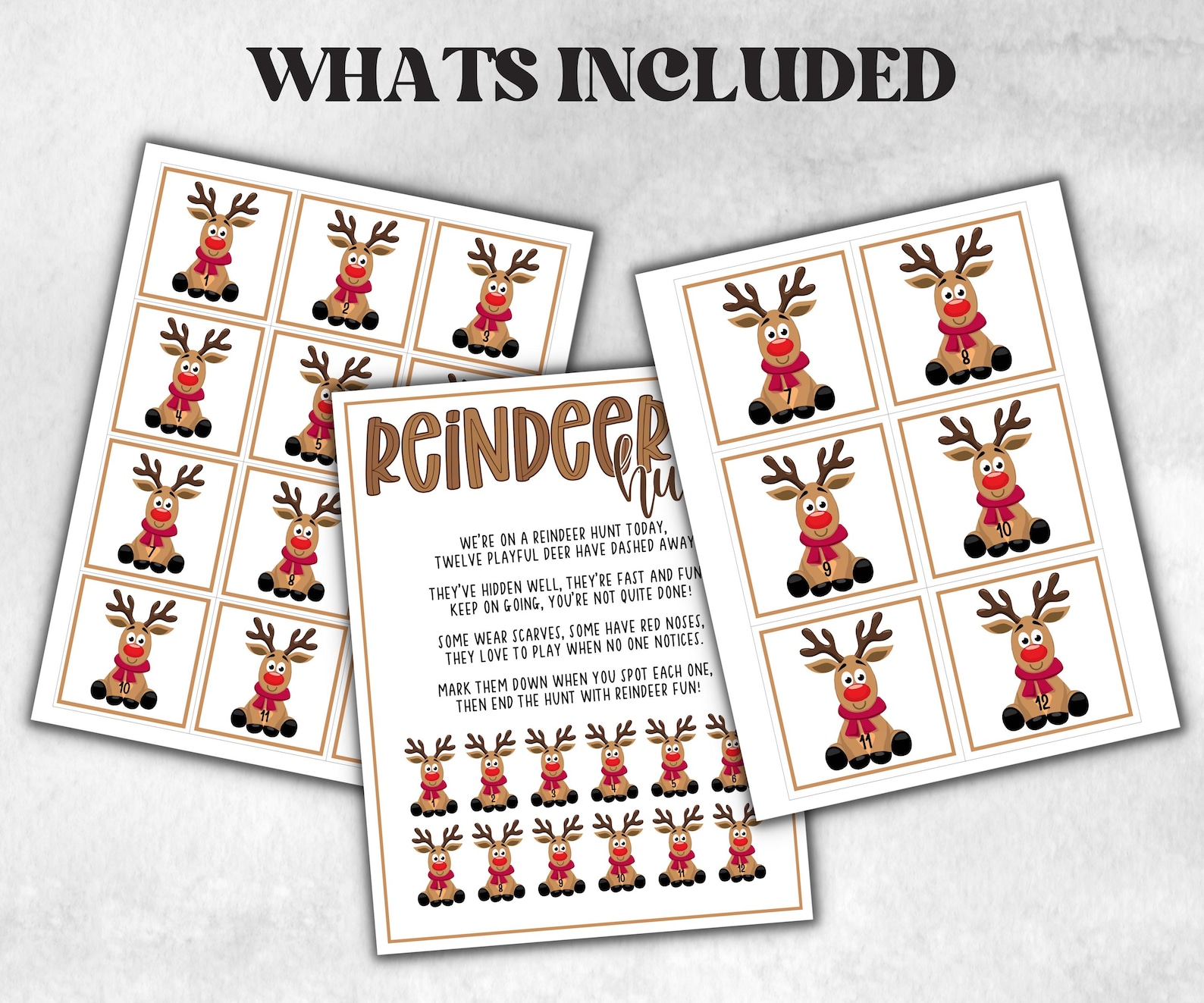 Reindeer Scavenger Hunt Game, Kids Reindeer Games, Xmas Scavenger Hunt ...