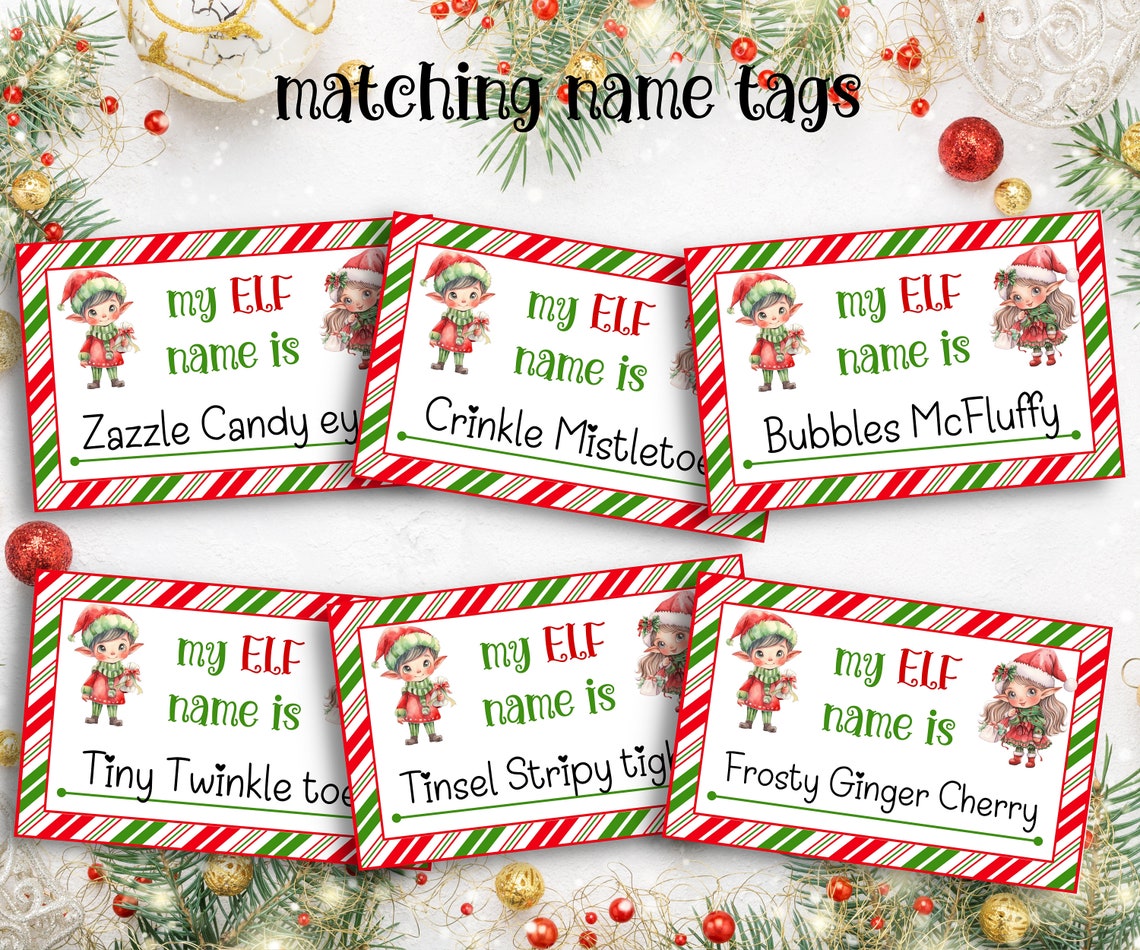 What's Your Elf Name, Elf Name Tag Game, Kids Christmas, Elf Name Board ...