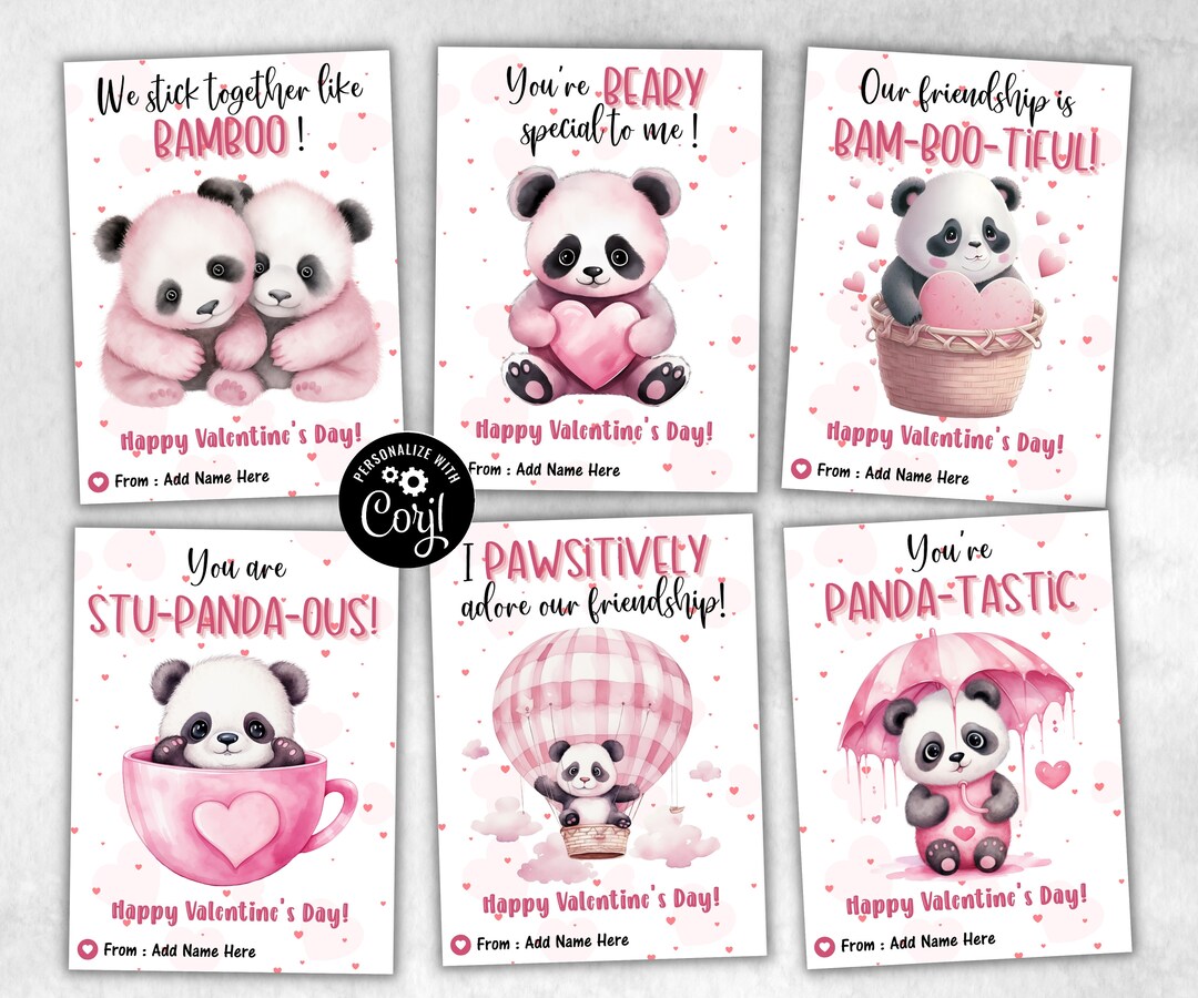Panda Valentine's Day Card | Kids Valentines | Printable Valentine ...