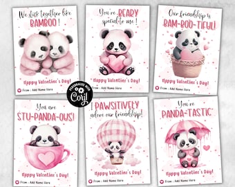 Printable Classroom Valentine | Panda Bear | Valentines Day Card | Kids ...