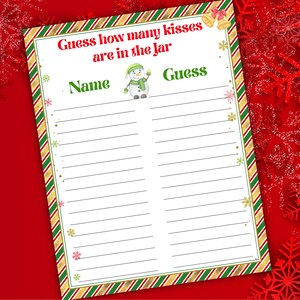 How Many Kisses Guessing Game, Office Christmas Party Games and Party ...