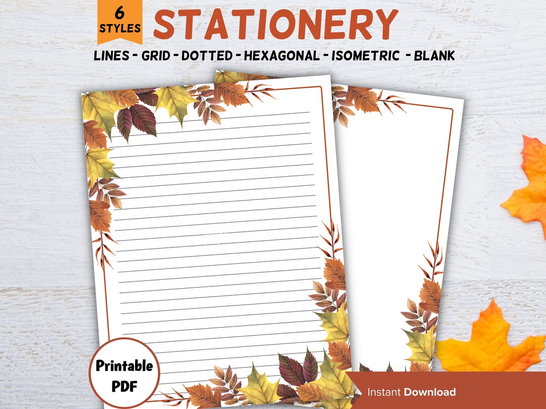 Autumn Stationary Printable Stationery, Realtor Fall Writing Stationery ...