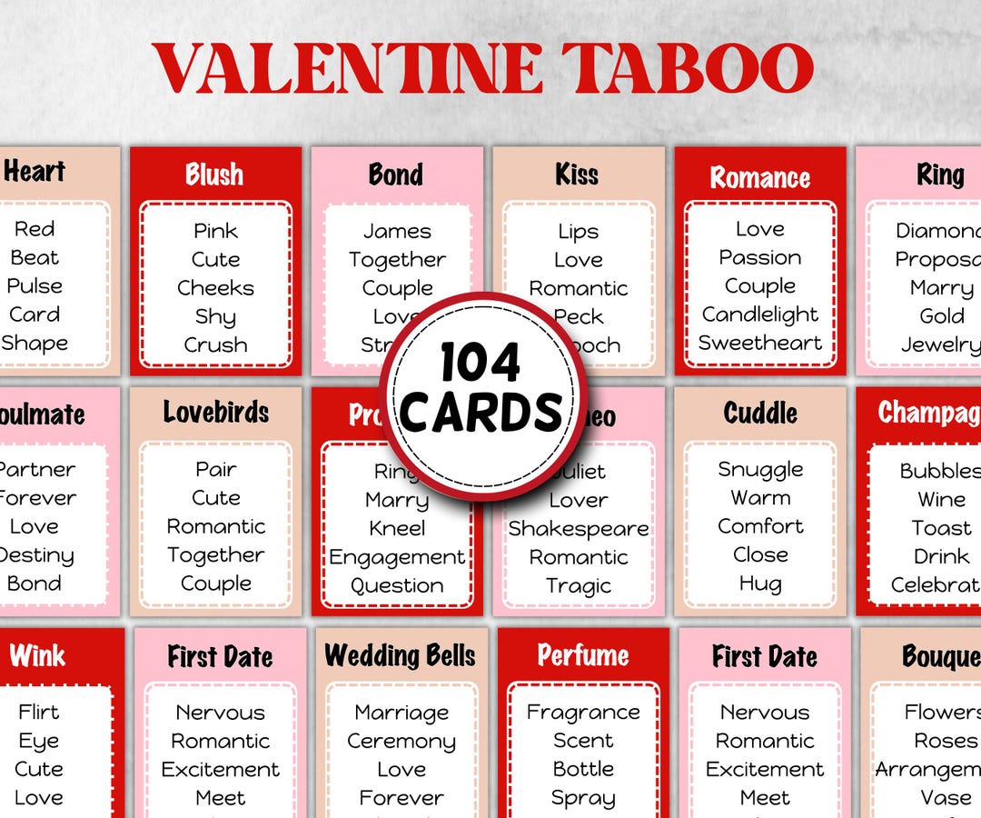 Printable Valentine’s Day Taboo Games & Activities for Couples ...