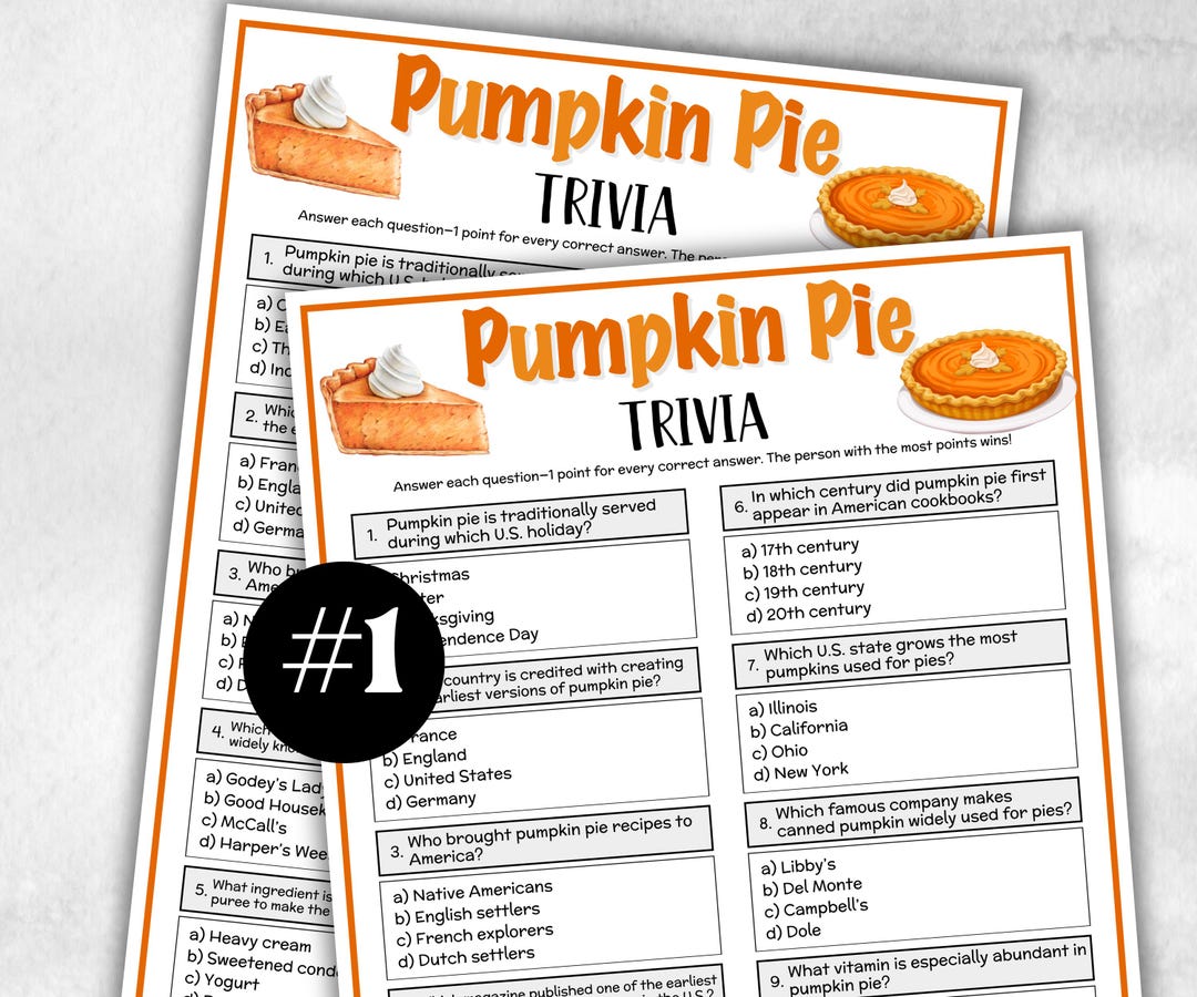 Pumpkin Pie Trivia, Thanksgiving Theme Birthday, Seniors Trivia Night ...