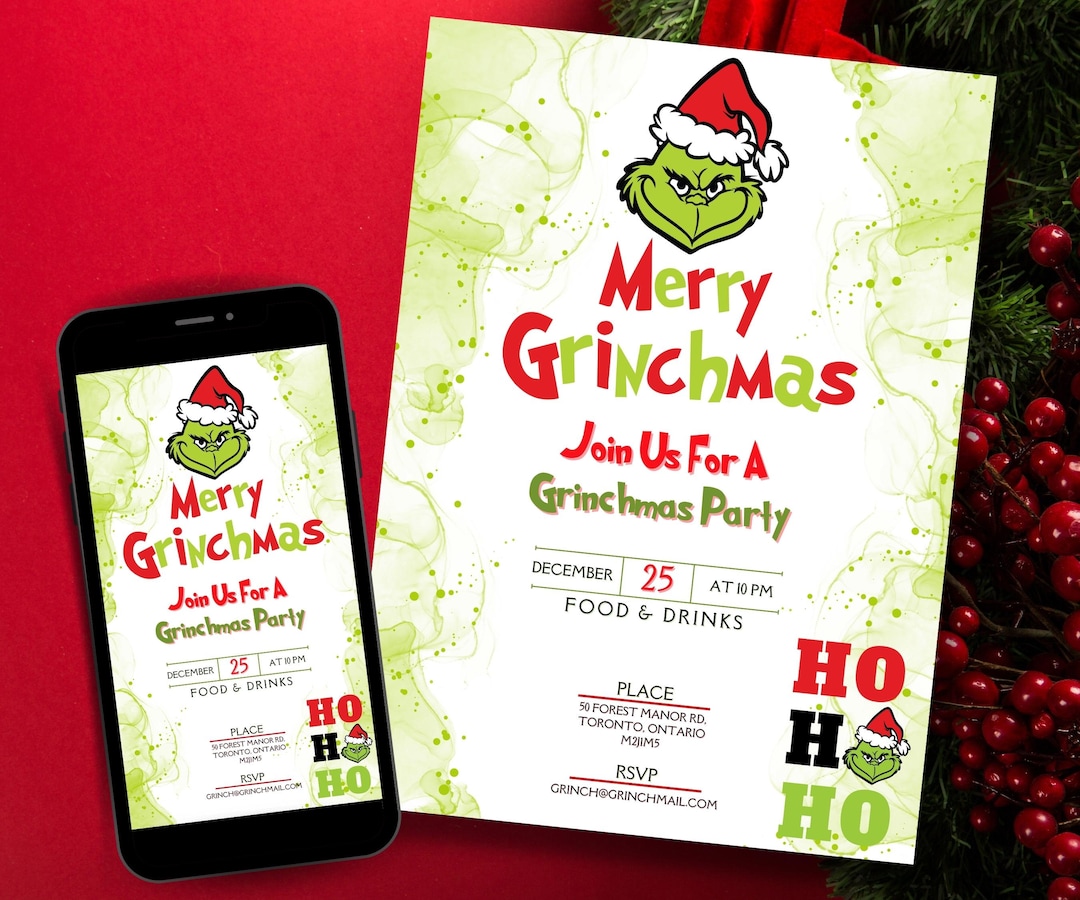 Digital Funny Grinchmas Invitation I Christmas Invite | Grinchmas Party ...
