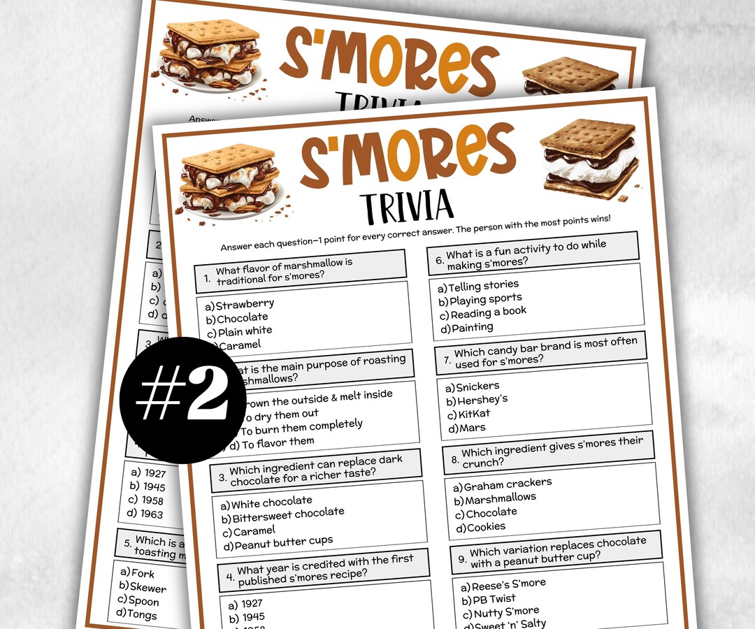 S'mores Trivia Game, Camping Party Game, Church Activity, Summer ...