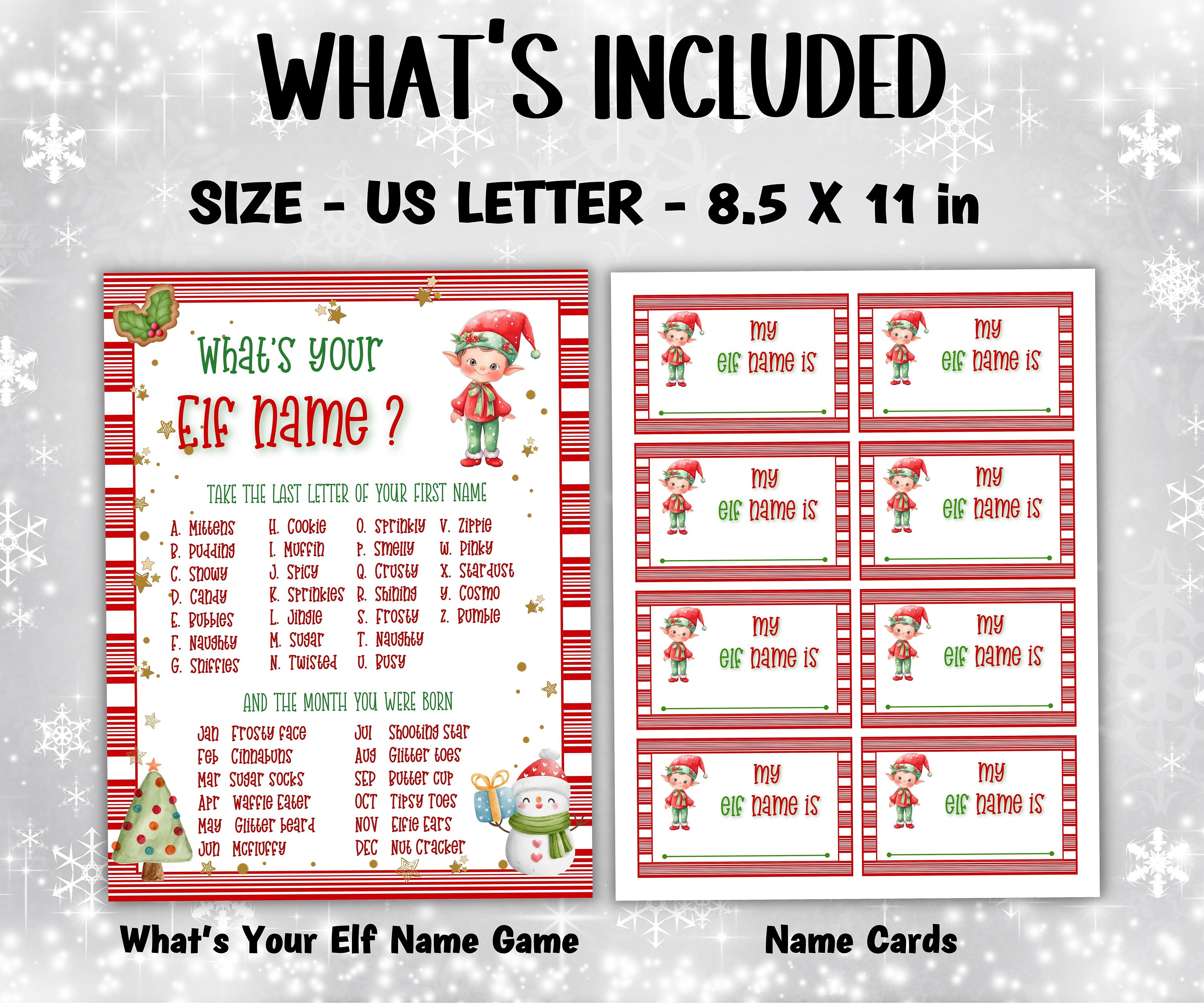 Elf Name Tag Game, Kids Christmas, Elf Name Board Sign, Elf Name ...