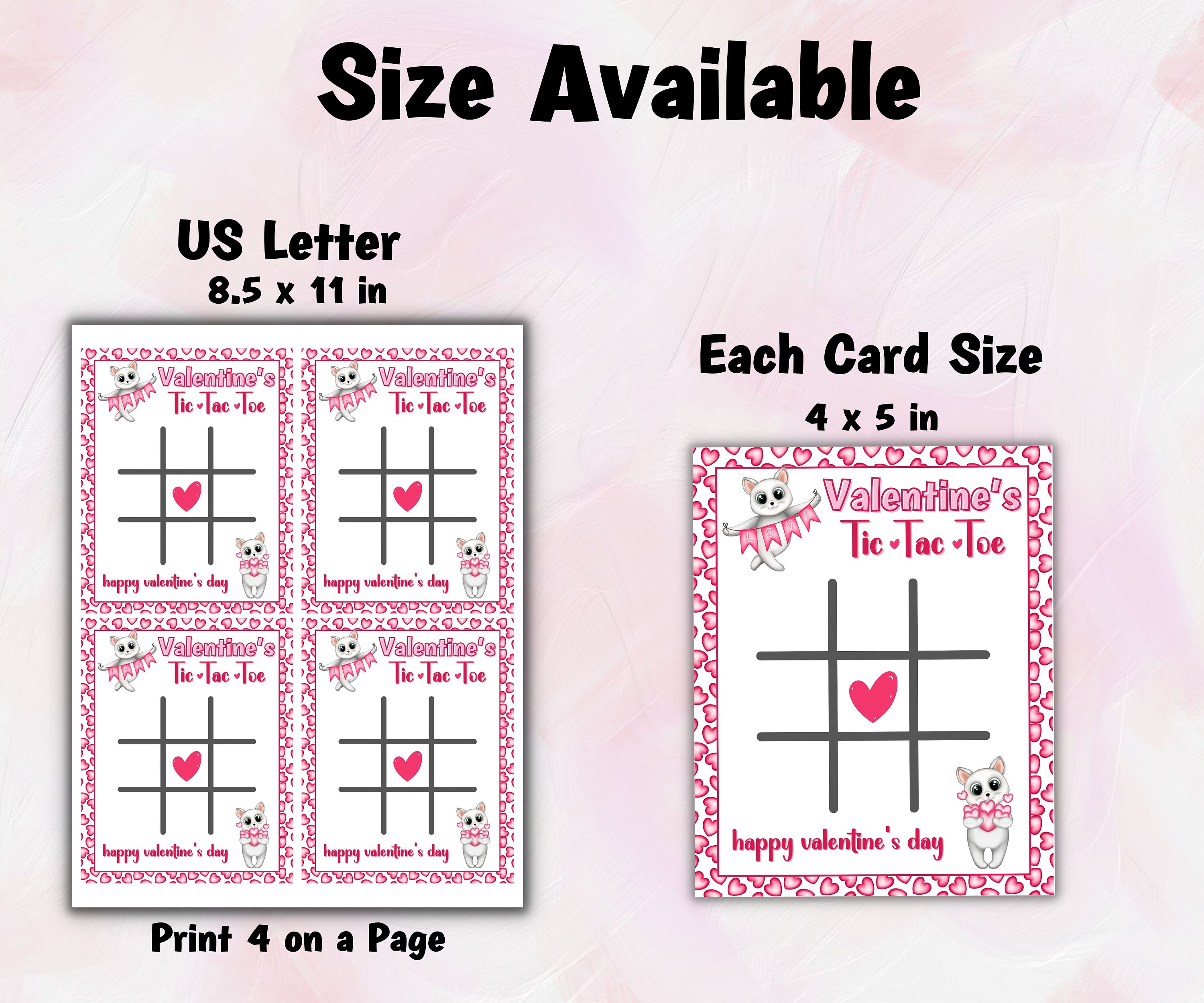 Printable Valentine's Day Tic Tac Toe Cards Tic-tac-toe - Etsy