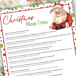 Holiday Party Game | Printable Movie Trivia | Fun Christmas Party Game ...