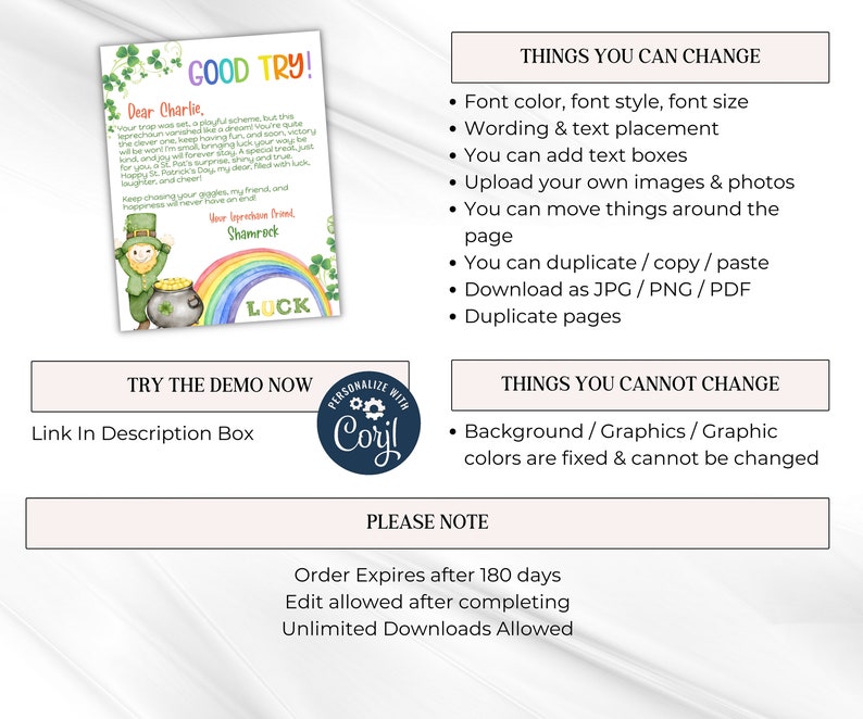 Diy Editable Letter Template | Letter From Leprechaun | Leprechaun Trap ...