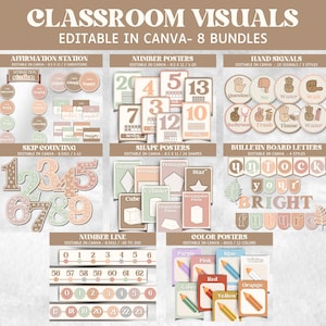 Boho Classroom Visuals, Shape Posters, Skip Counting, Affirmation ...