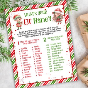 What's Your Elf Name, Elf Name Tag Game, Kids Christmas, Elf Name Board ...