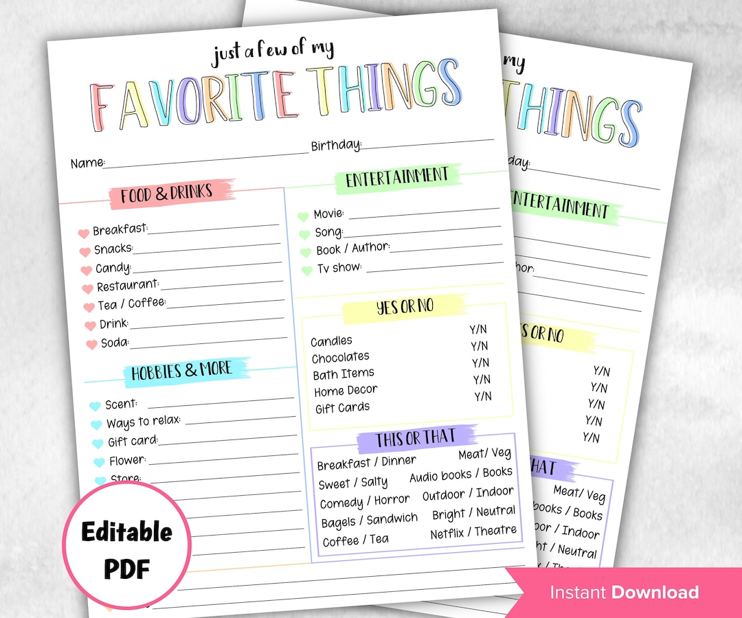 Teacher Favorite Things Survey, Get to Know My Team Survey, All About ...