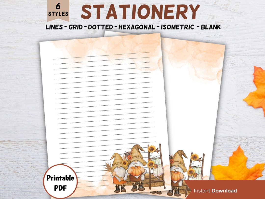 Gnome Thanksgiving Cards, Autumn Gnome Stationery, Printable Fall ...
