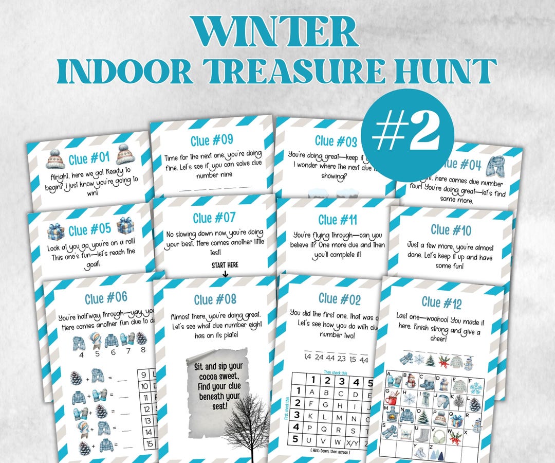 Wintertime Indoor Treasure Hunt, Winter Printable Game, Holiday Party ...