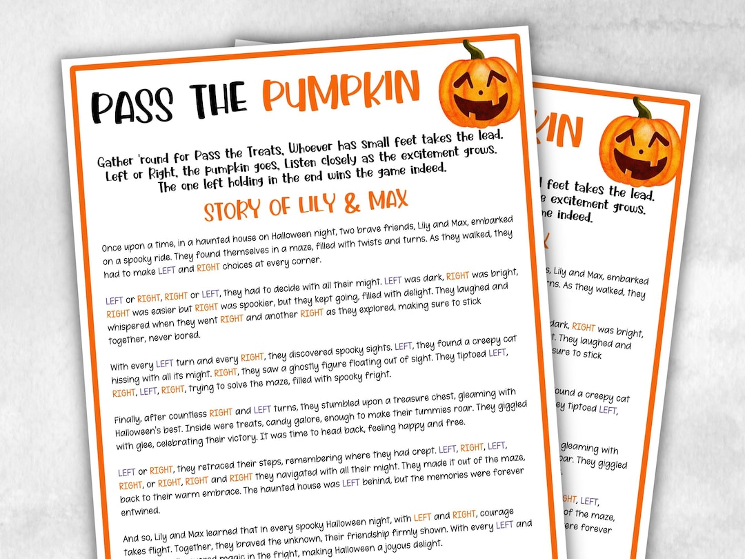 Halloween Pass the Prize Game, Left Right Game, Halloween Candy Game ...