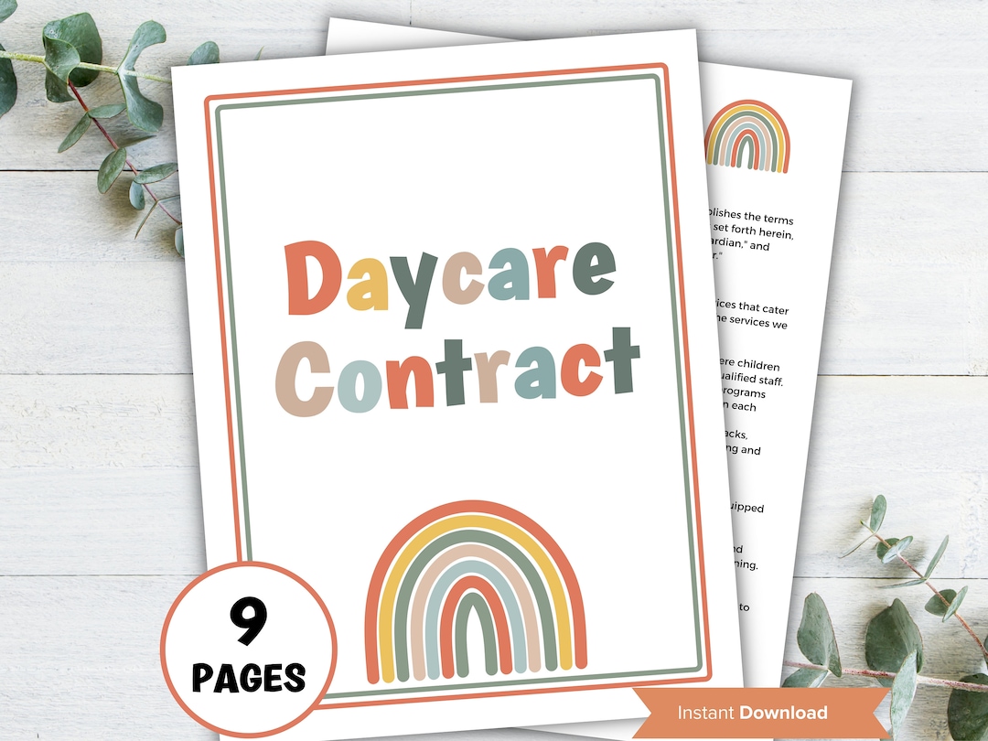 Editable Daycare Contract, Home Daycare Contract, Daycare Agreement ...