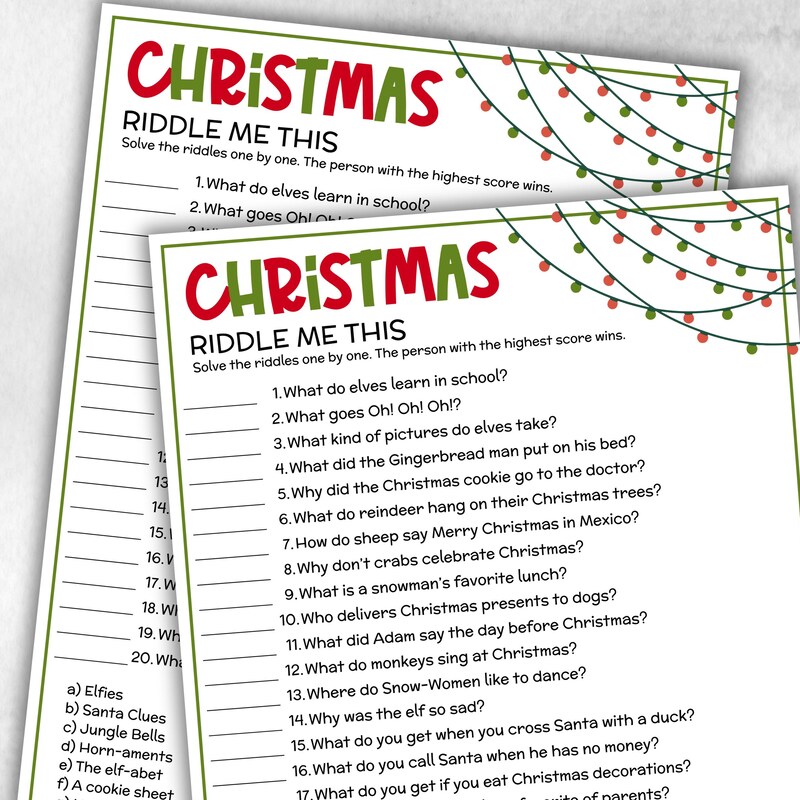 Christmas Riddles for Adults - Etsy Canada